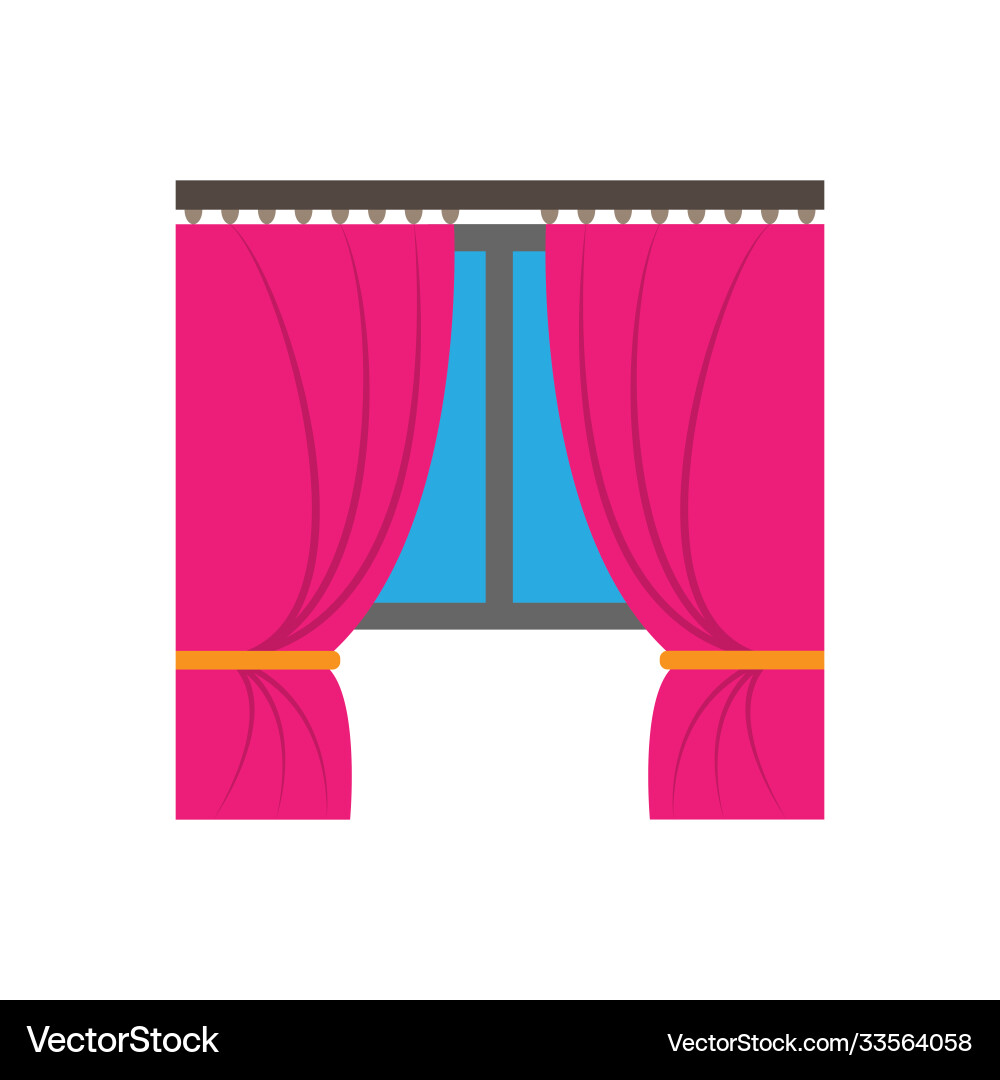 Colored window icon with a curtain for websites Vector Image