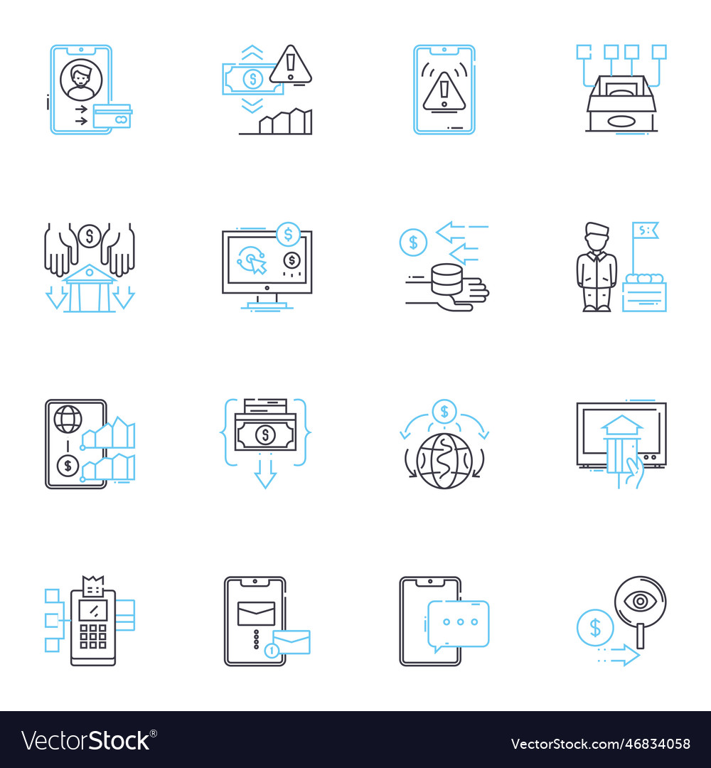 Digital economy linear icons set technology Vector Image Digital economy linear icons set technology Vector Image