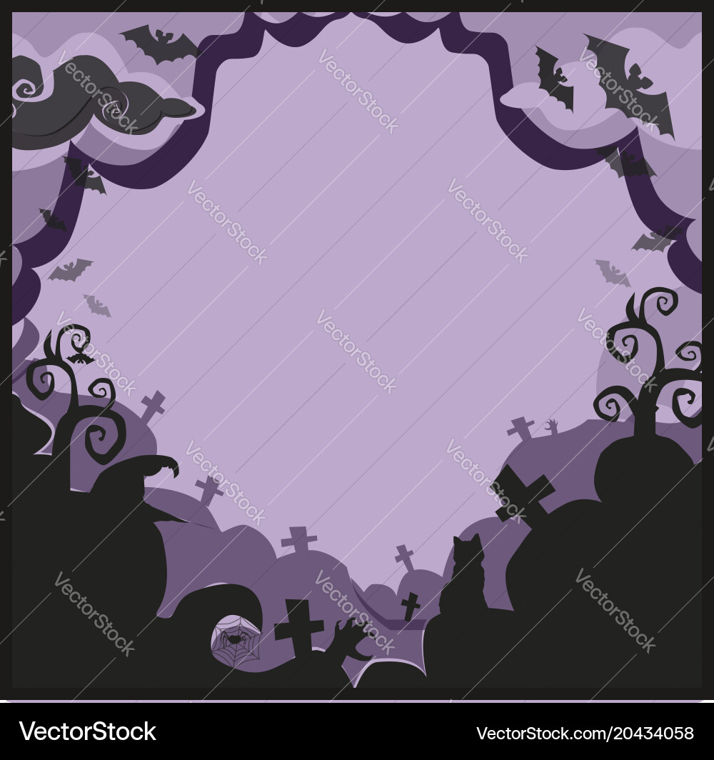 Halloween border for design with spooky items Vector Image