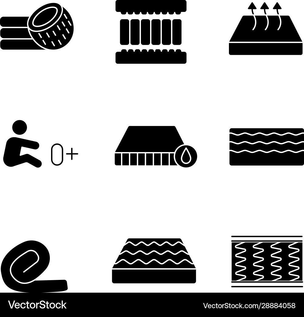 Mattress glyph icons set Royalty Free Vector Image
