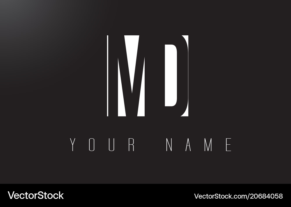 Md letter logo with black and white negative Vector Image