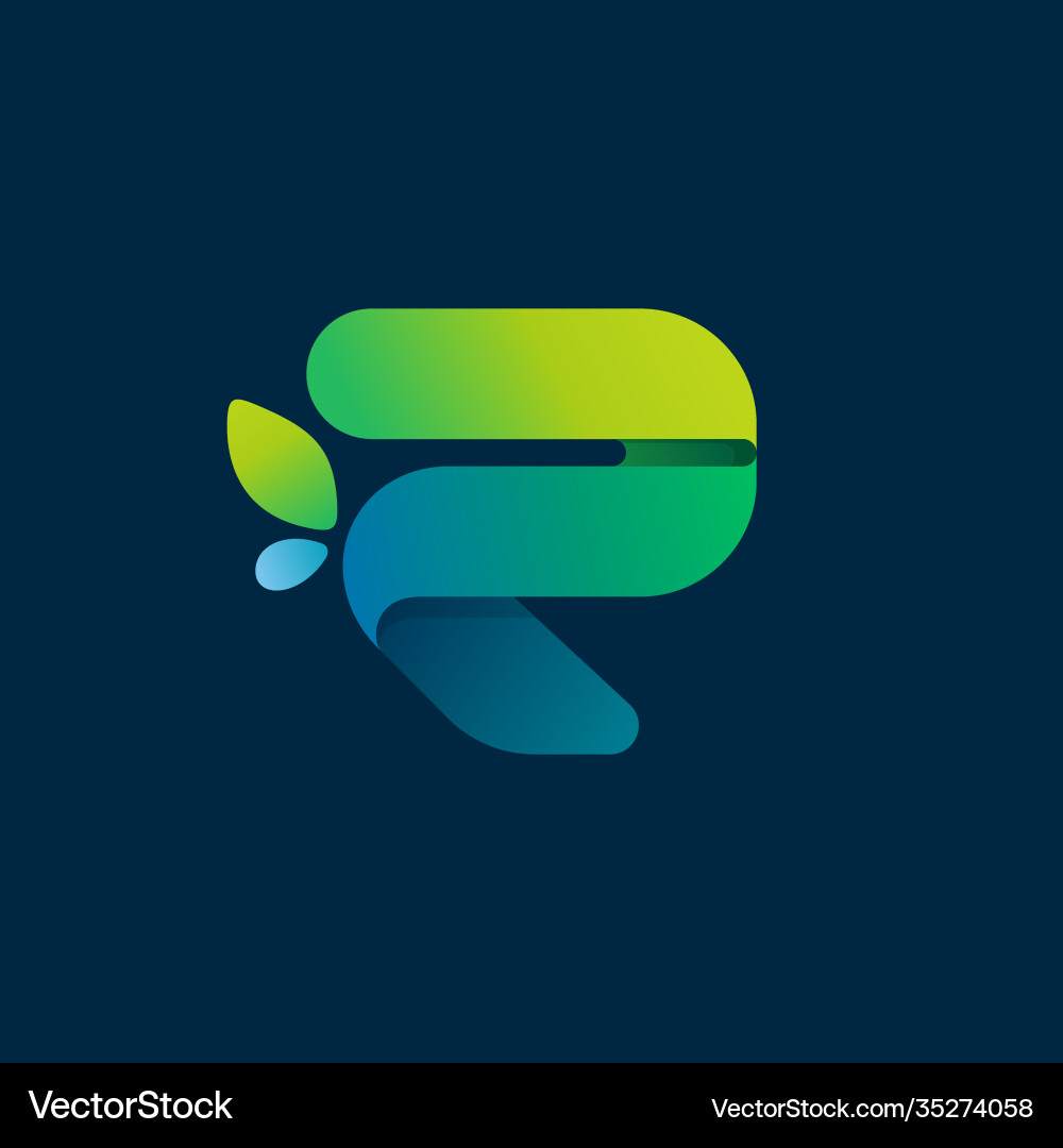R letter green gradient eco logo Royalty Free Vector Image