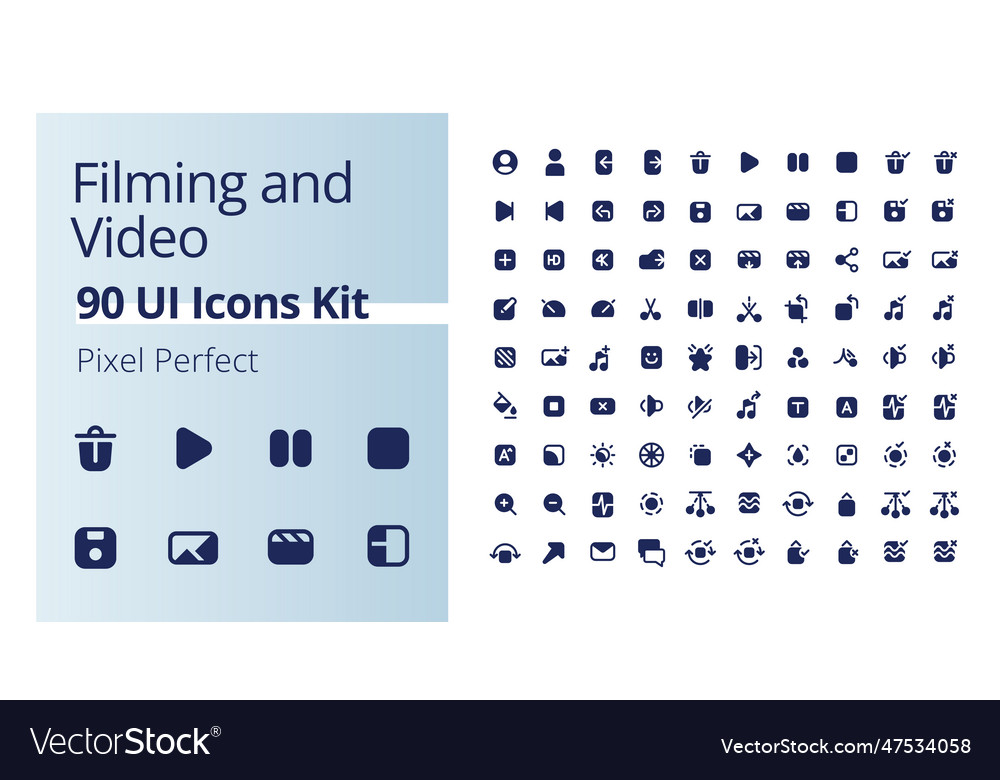 Video production black pixel perfect solid ui Vector Image
