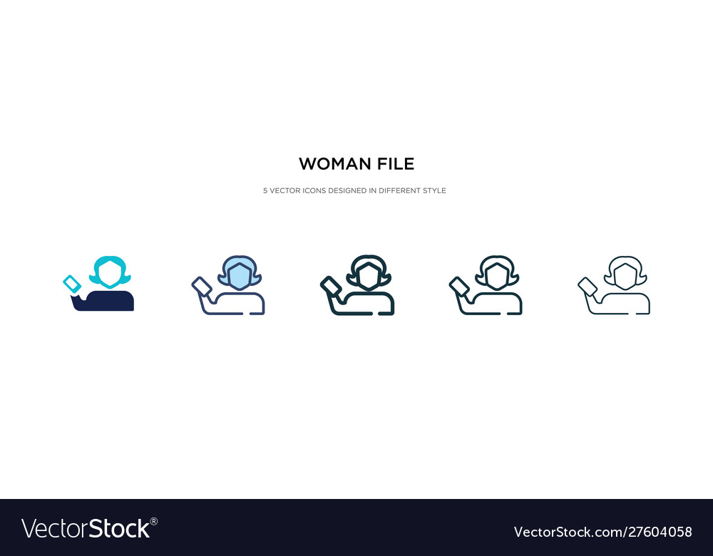 Woman file icon in different style two colored Vector Image