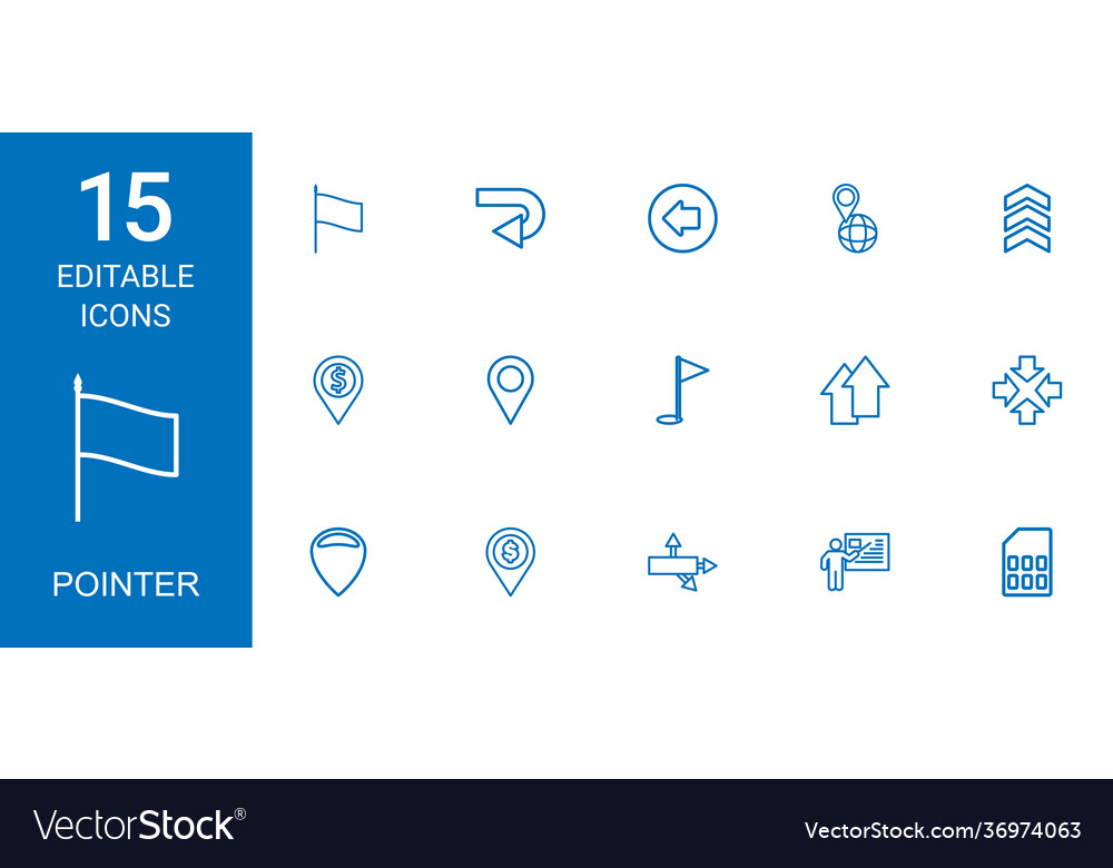 15 pointer icons Royalty Free Vector Image - VectorStock