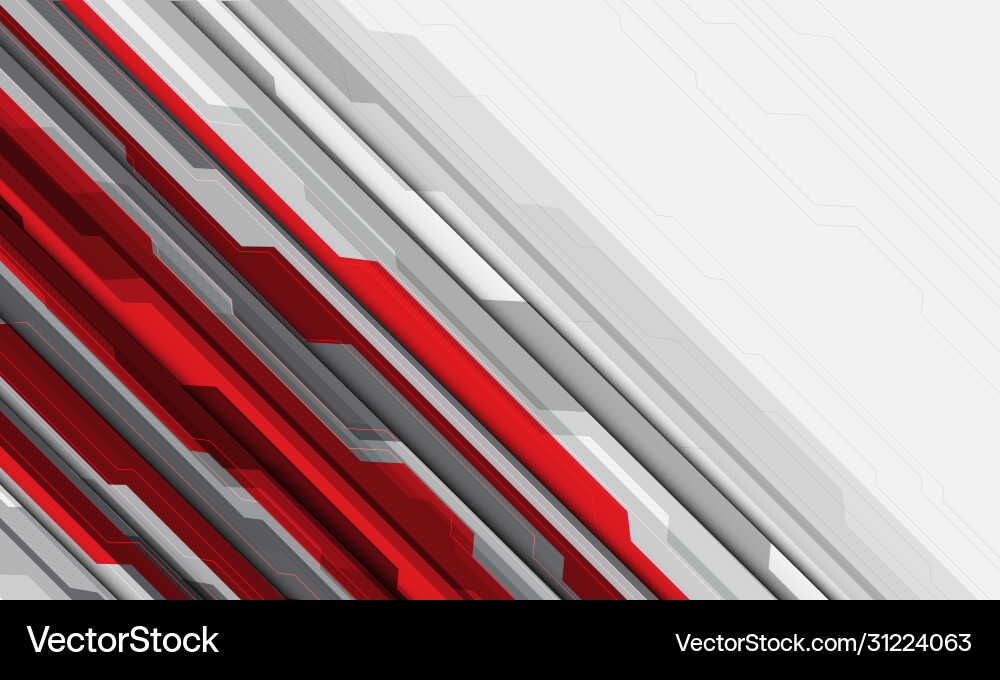 Abstract red grey cyber circuit line with white Vector Image