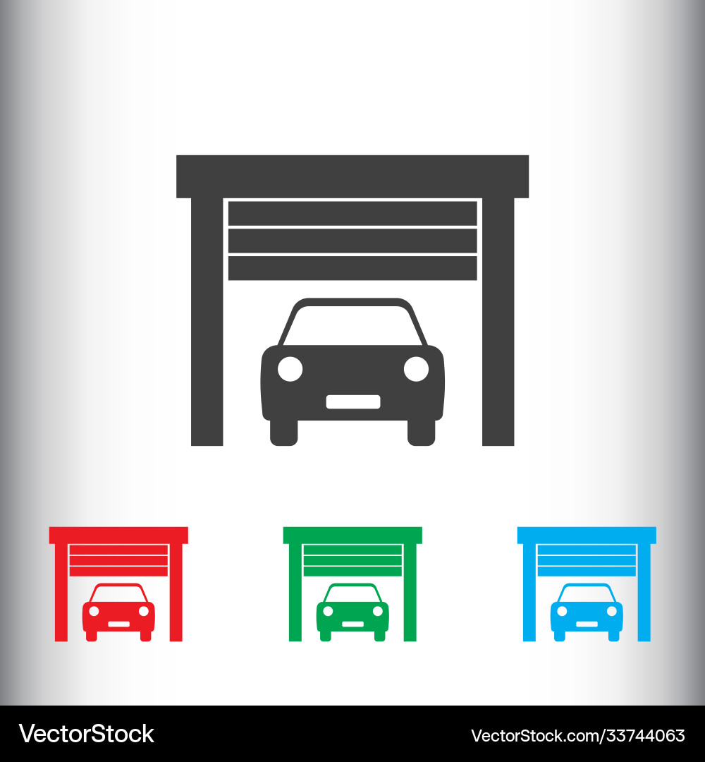 Car garage icon sign symbol flat Royalty Free Vector Image