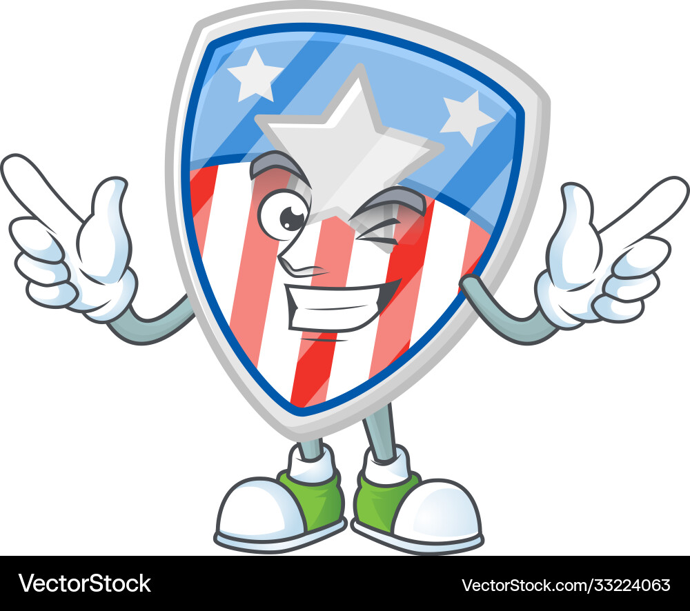 Comical shield badges usa with star with wink eye Vector Image