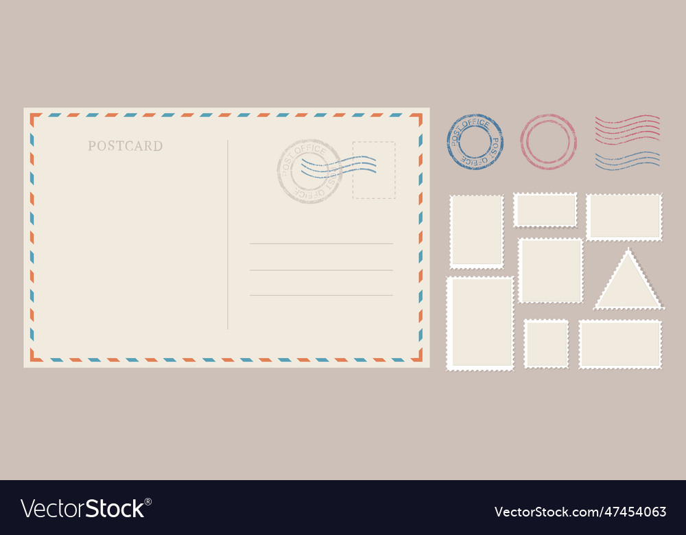 Envelope postcard template with different types Vector Image