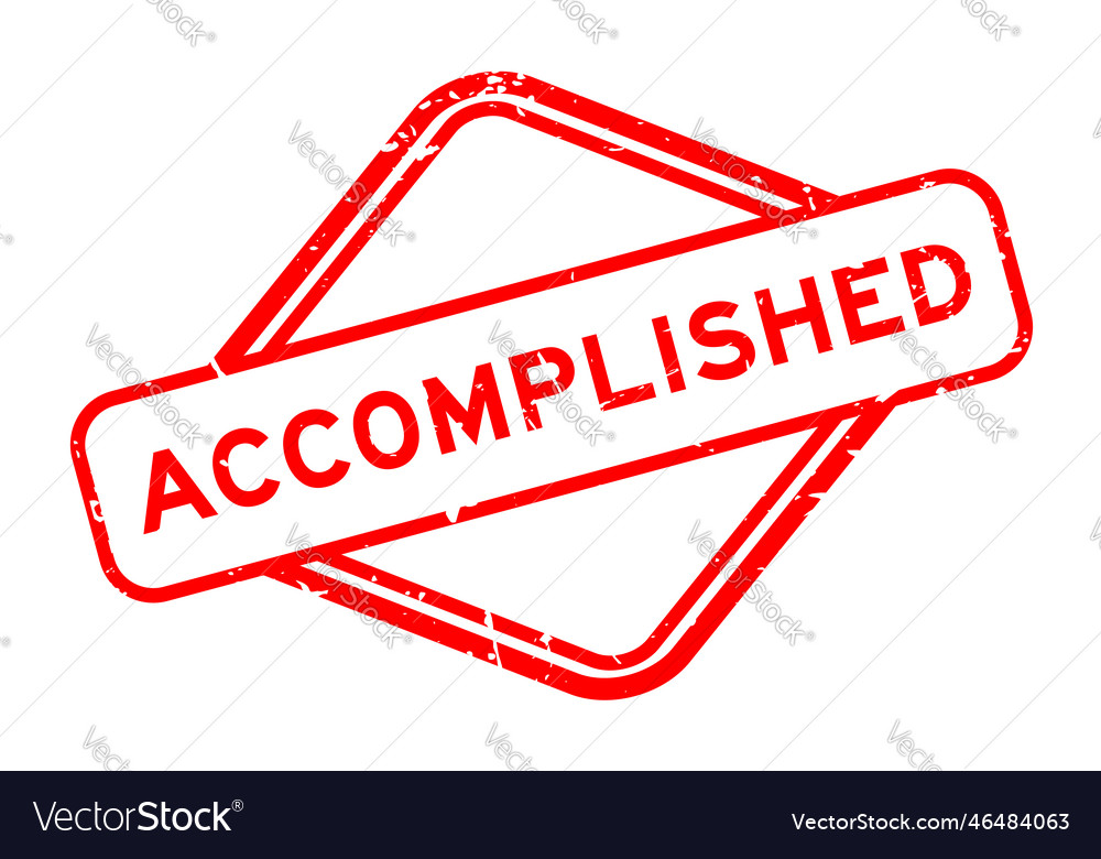 Grunge red accomplished word rubber seal stamp Vector Image