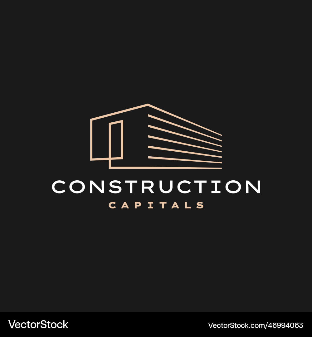 I letter construction 3d perspective gold outline Vector Image