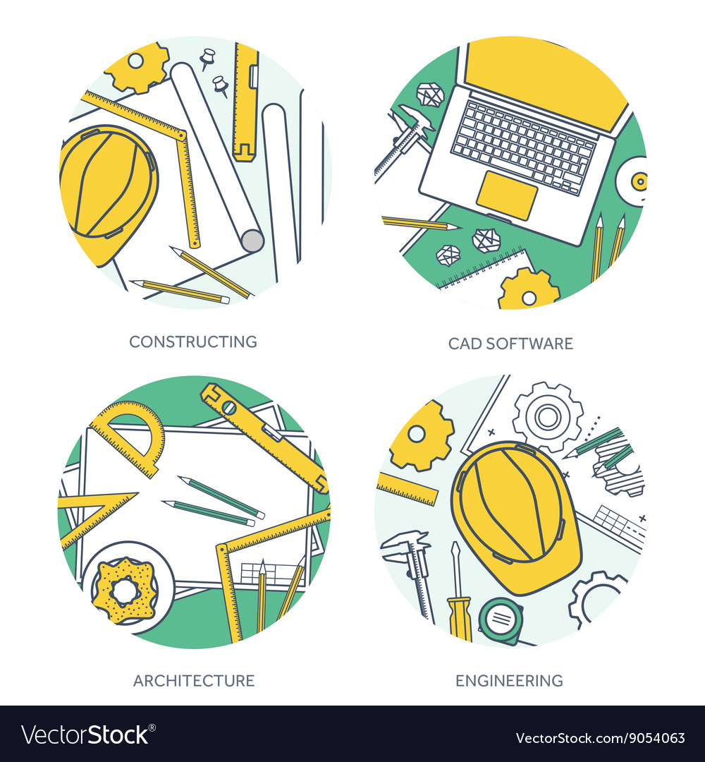 Lined outline engineering Royalty Free Vector Image