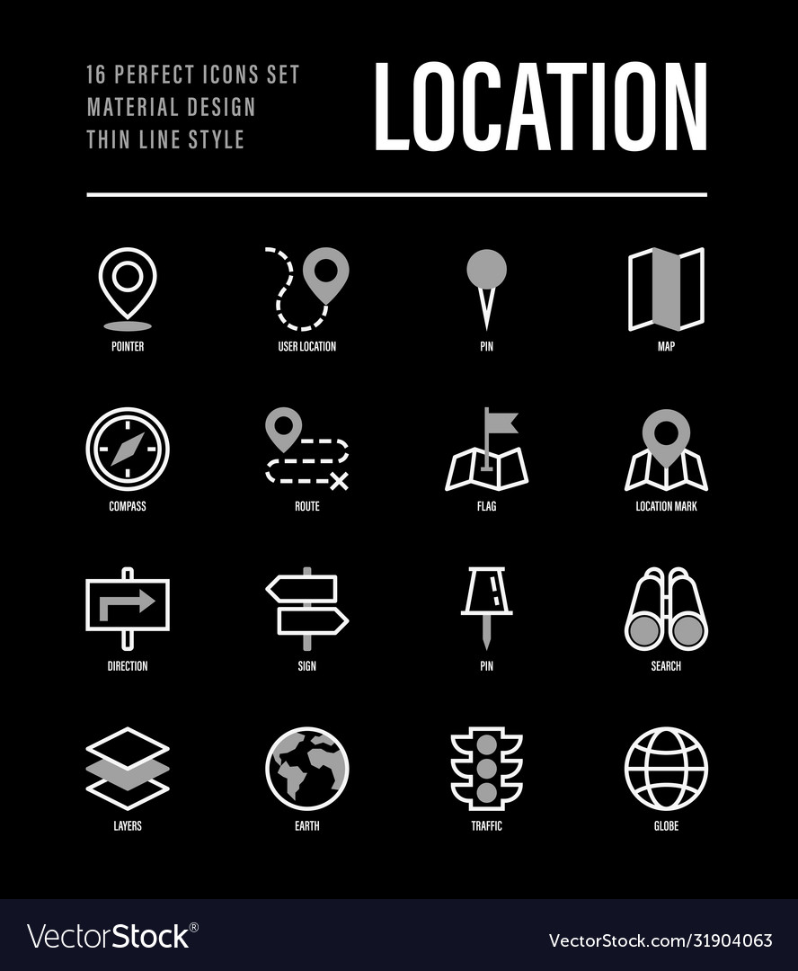 Location and navigation set pointer pin folded Vector Image