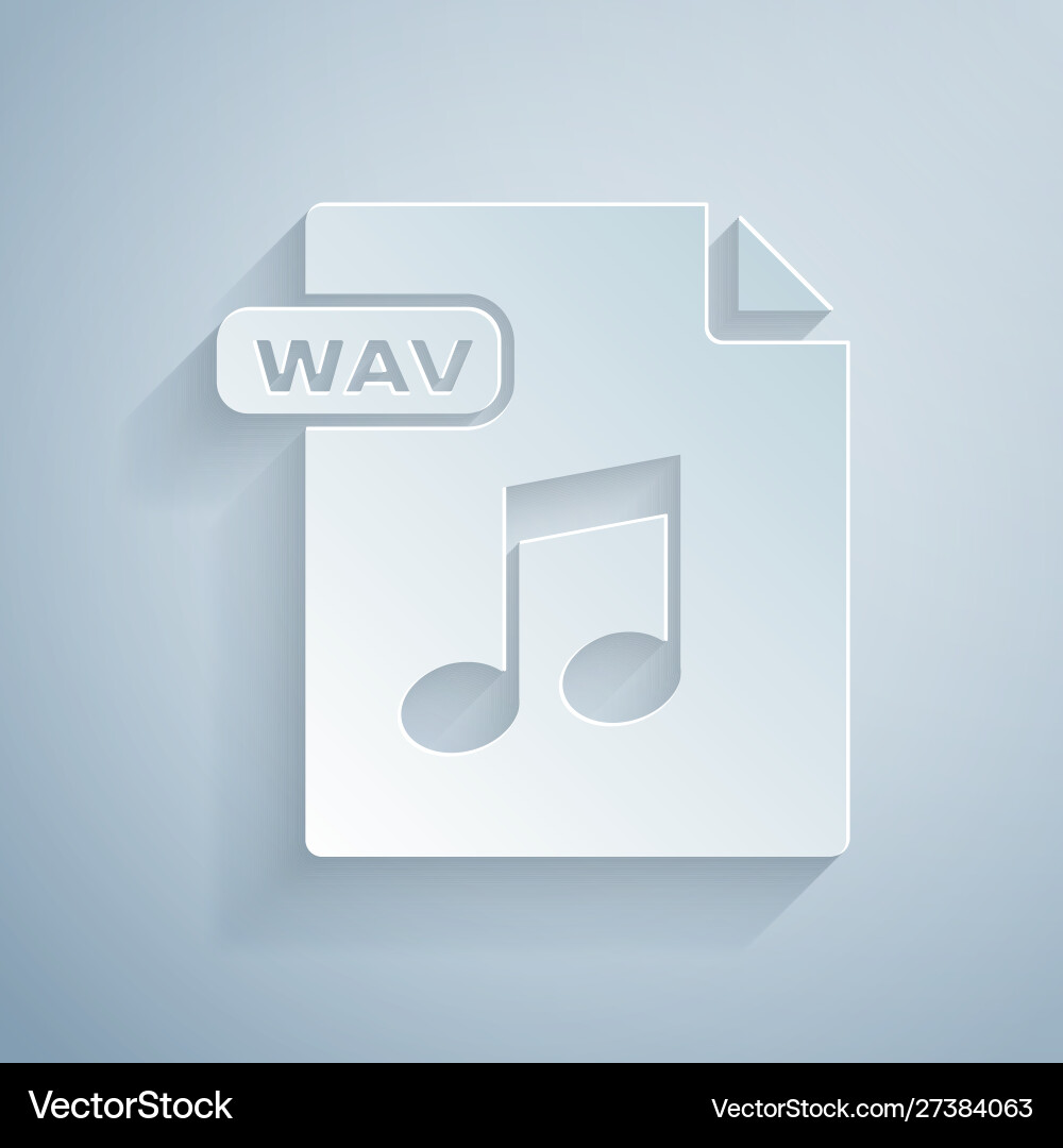 Paper cut wav file document download wav button Vector Image