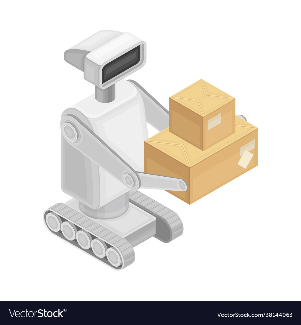 Programmable robot machine delivering parcels Vector Image