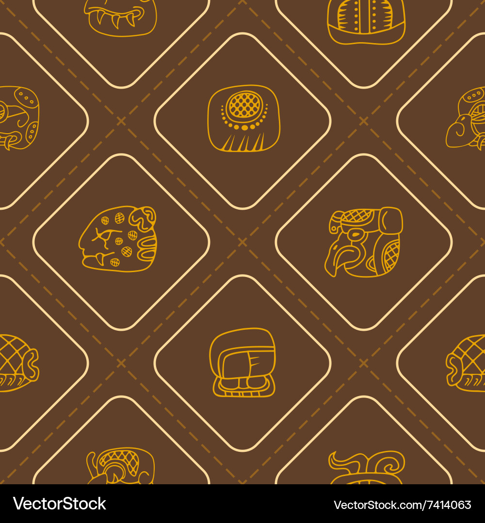Seamless pattern with glyphs of the mayan writing Vector Image