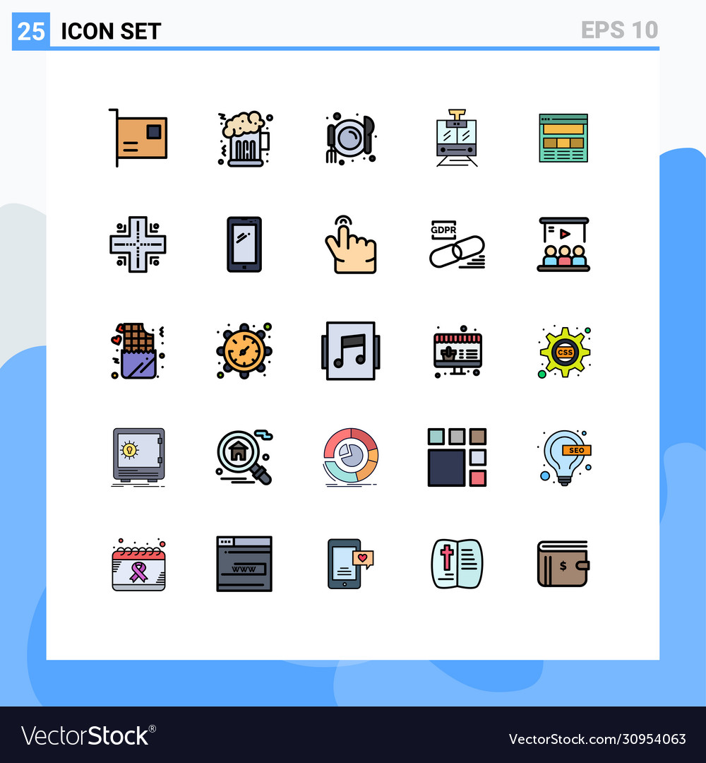 Stock icon pack 25 line signs and symbols Vector Image