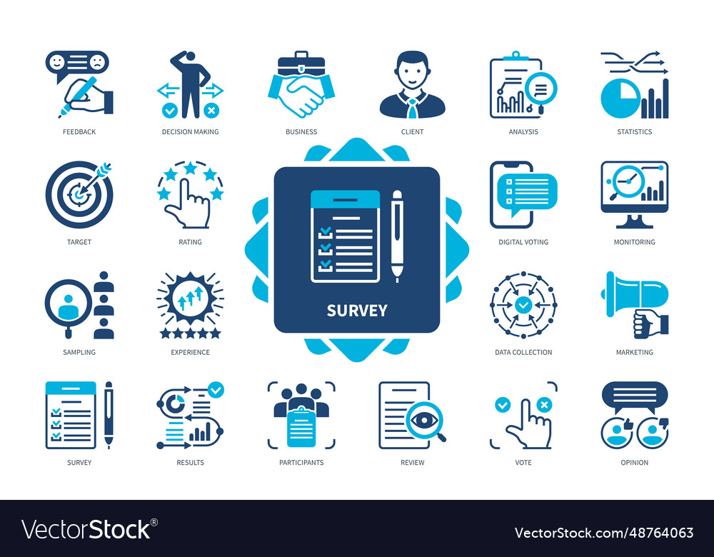 Survey solid icon set Royalty Free Vector Image