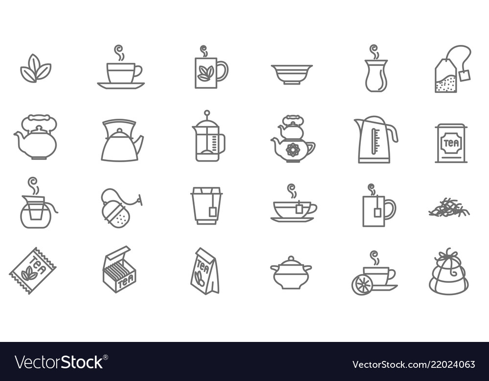Tea icon set Royalty Free Vector Image - VectorStock