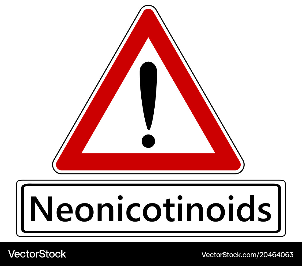 Traffic sign with exclamation mark for neonics Vector Image
