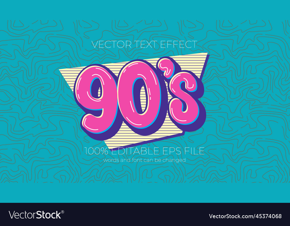 90s text effect style eps editable retro Vector Image