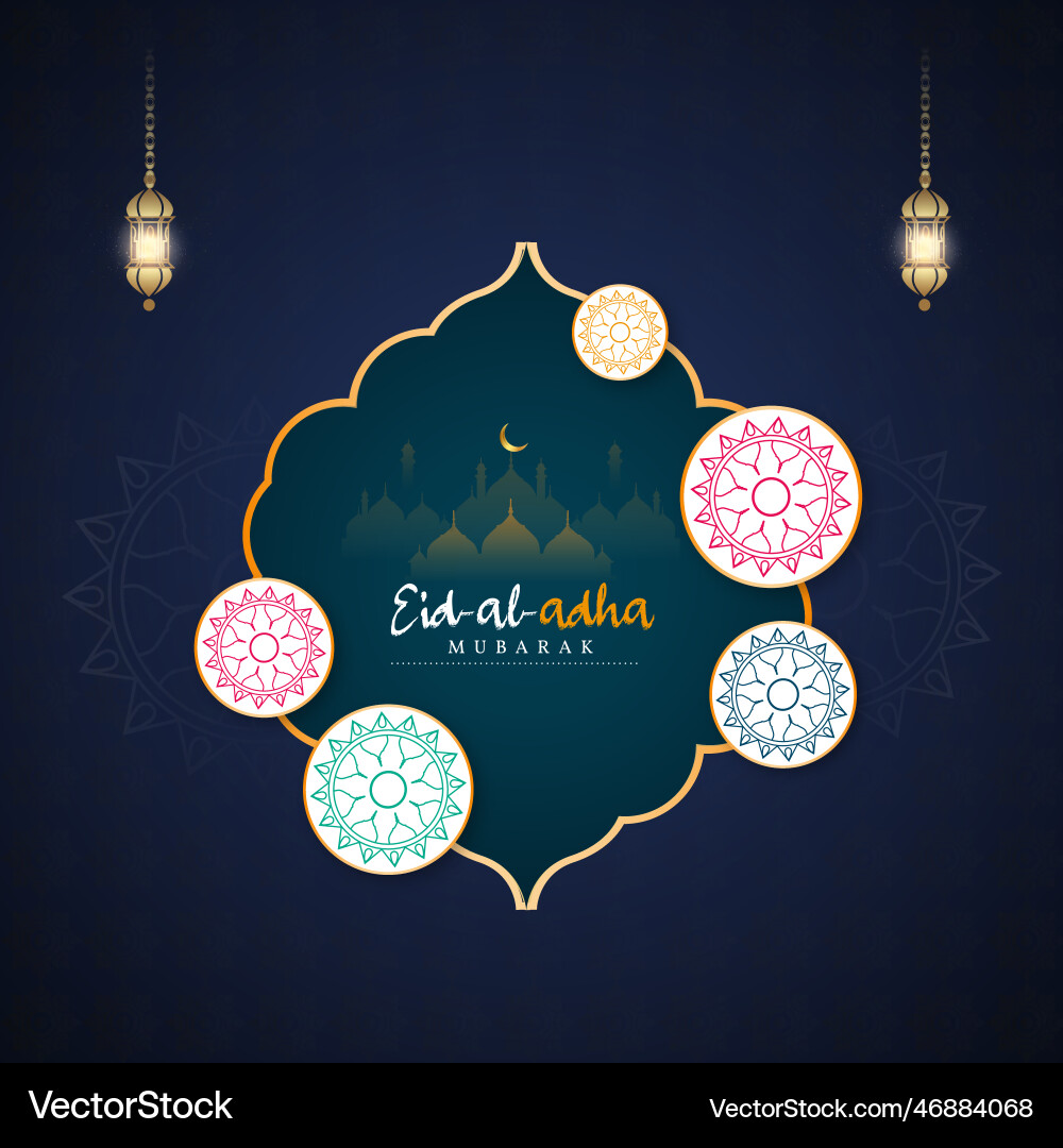 Bakrid eid al adha mubarak card template design Vector Image