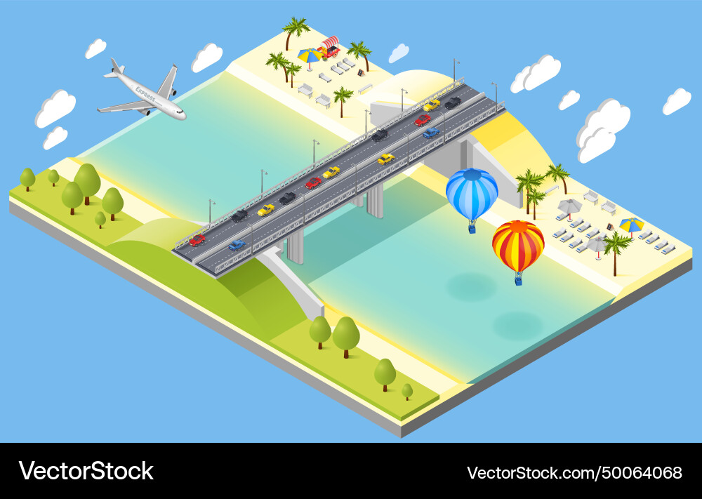 Bridge and beach resort Royalty Free Vector Image
