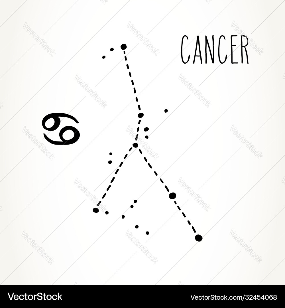 Cancer zodiac sign constellation Royalty Free Vector Image