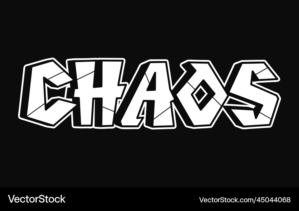 Chaos word graffiti style letters hand Royalty Free Vector