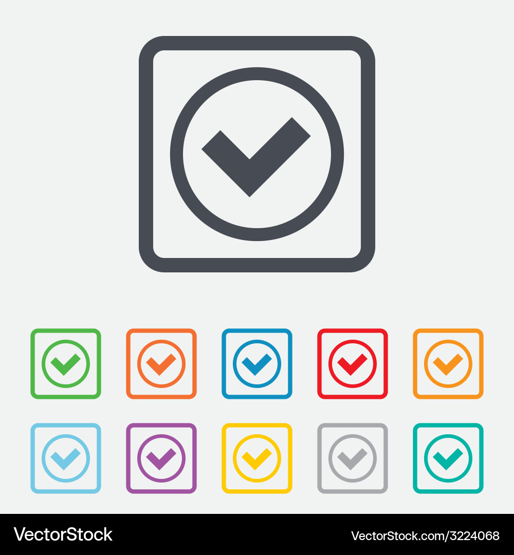 Check mark sign icon yes circle symbol Royalty Free Vector