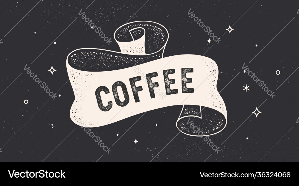 Coffee cafe vintage ribbon Royalty Free Vector Image
