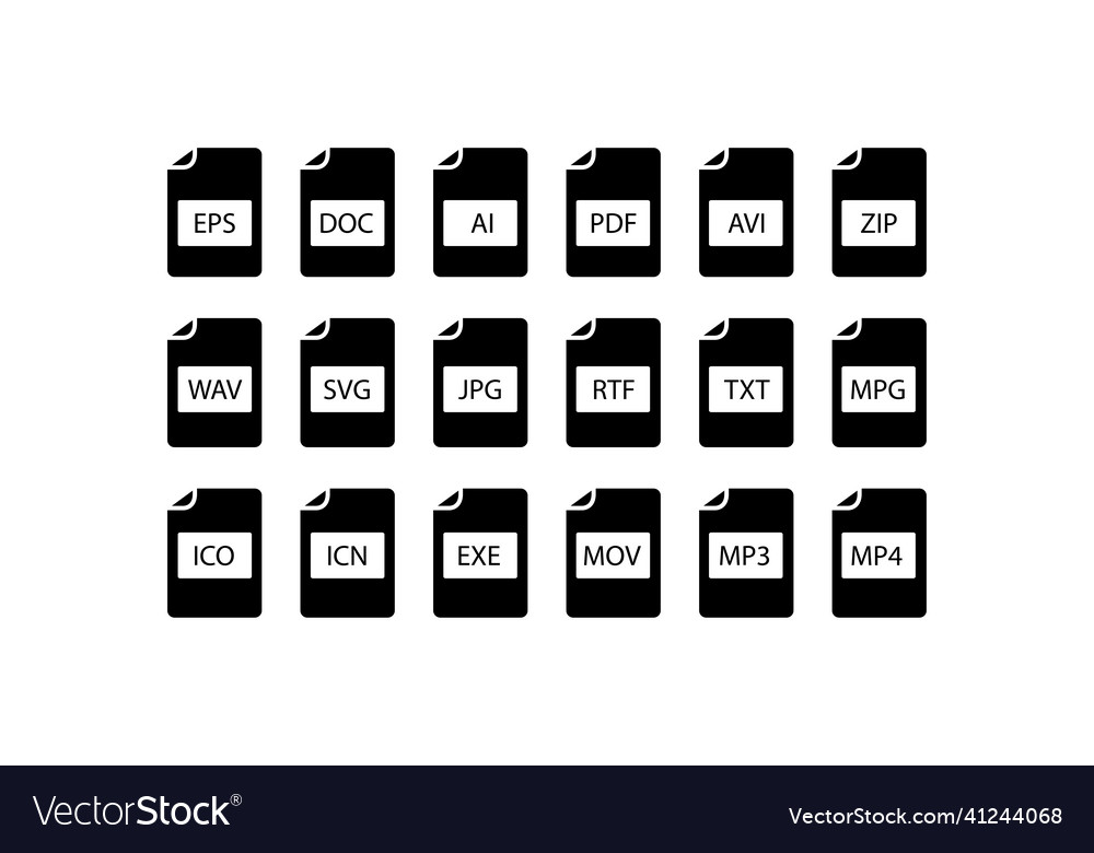 Files icon collection computer documents word Vector Image