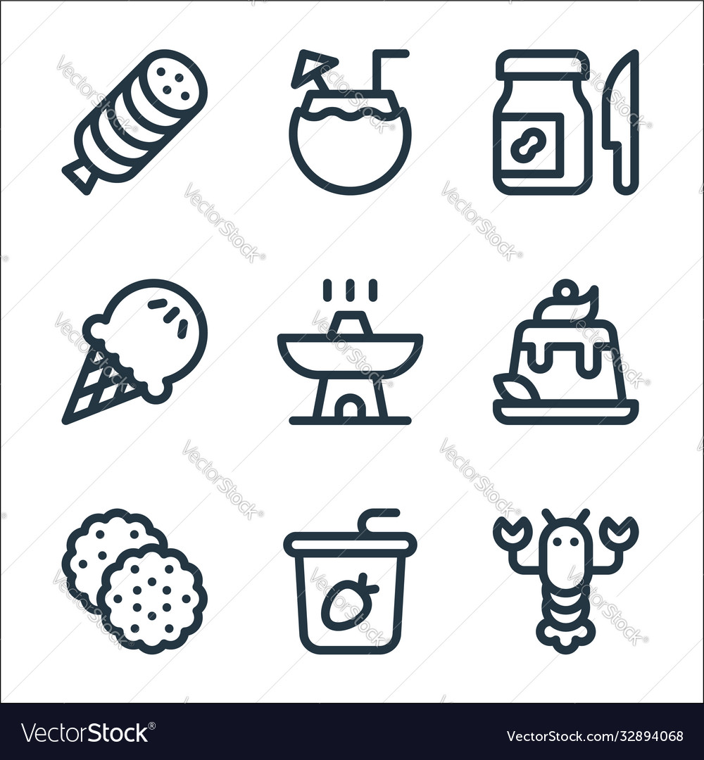 Gastronomy line icons linear set quality line set Vector Image
