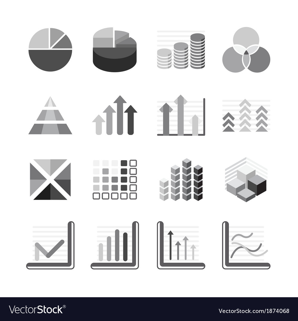 Graph chart business and financial icons set Vector Image