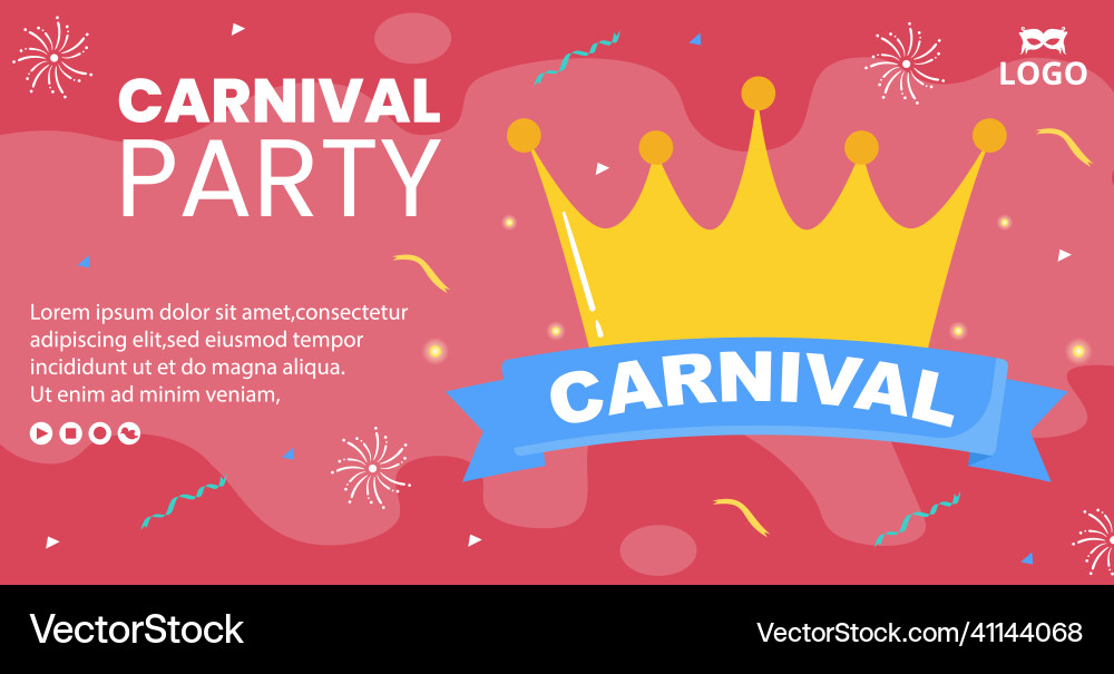 Happy carnival celebration post template flat Vector Image