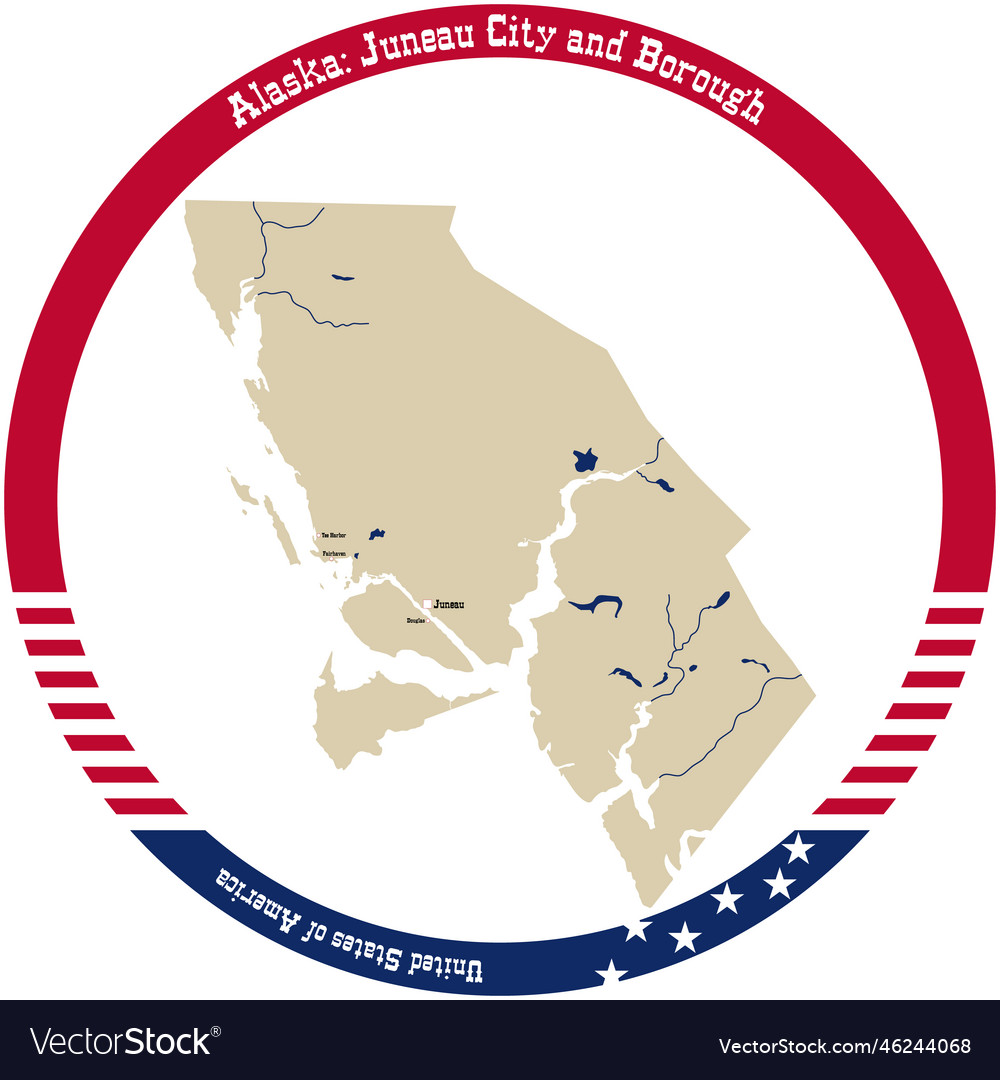 Map of juneau city and borough in alaska usa Vector Image
