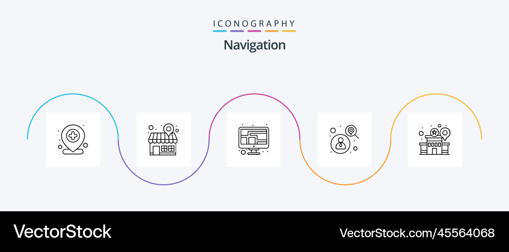 Navigation line 5 icon pack including search man Vector Image