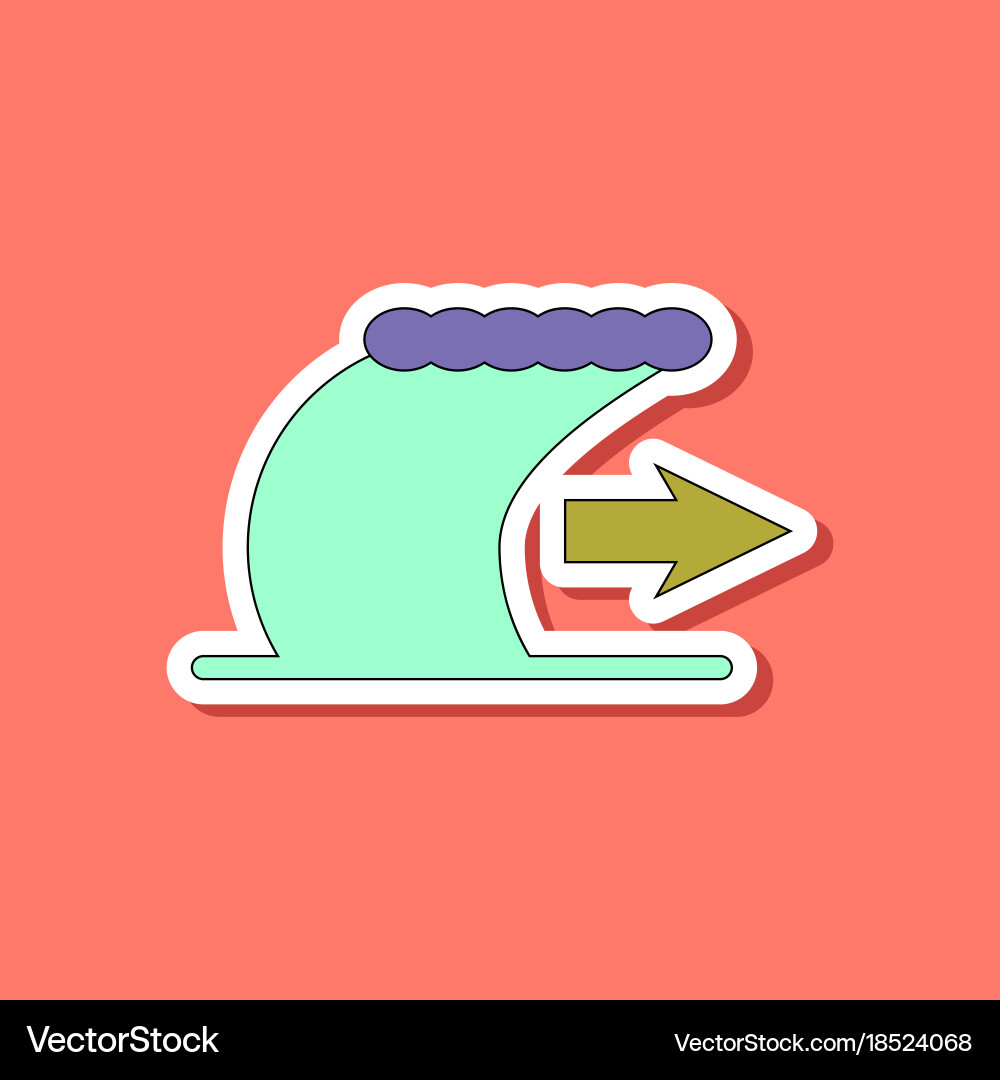 Paper sticker on stylish background tsunami Vector Image