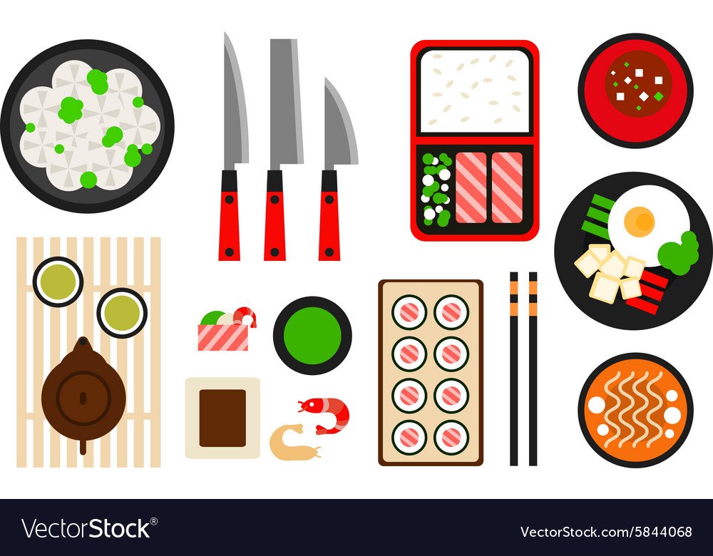 Restaurant asian cuisine flat icon Royalty Free Vector Image