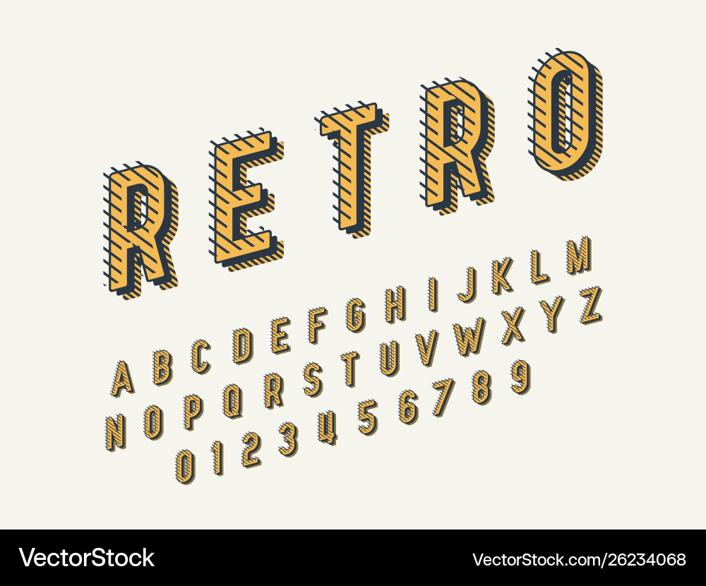 Retro font and alphabet stock Royalty Free Vector Image