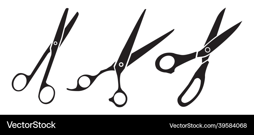 Set of black icons scissors Royalty Free Vector Image