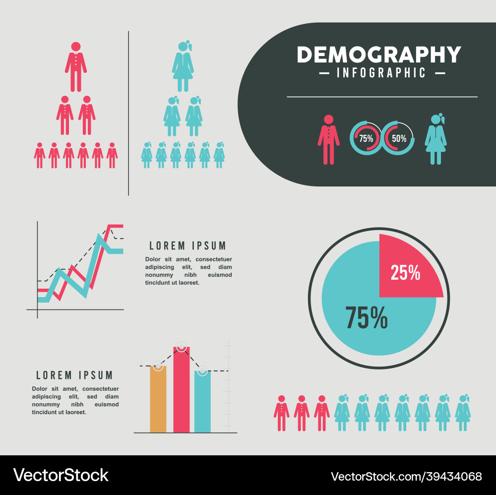Seven demography infographic icons Royalty Free Vector Image