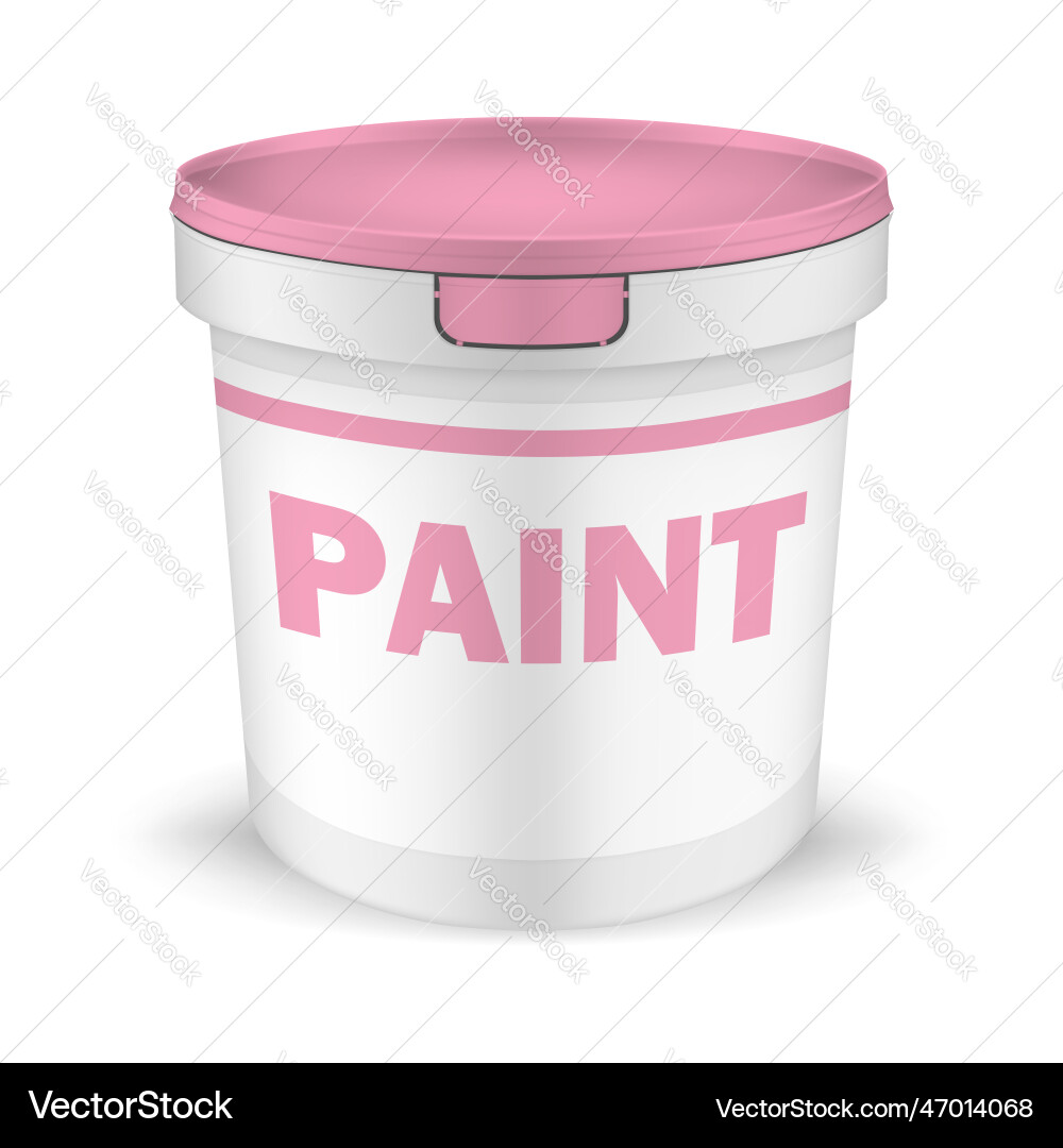 White plastic bucket with lid and label mock-up Vector Image