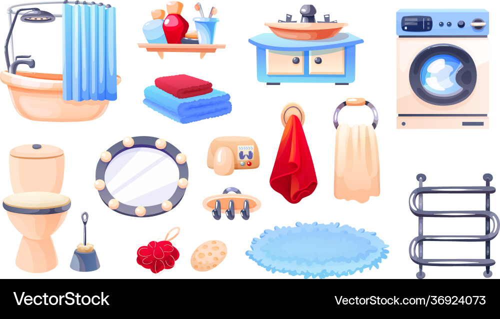 Bathroom with bath accessories household Vector Image