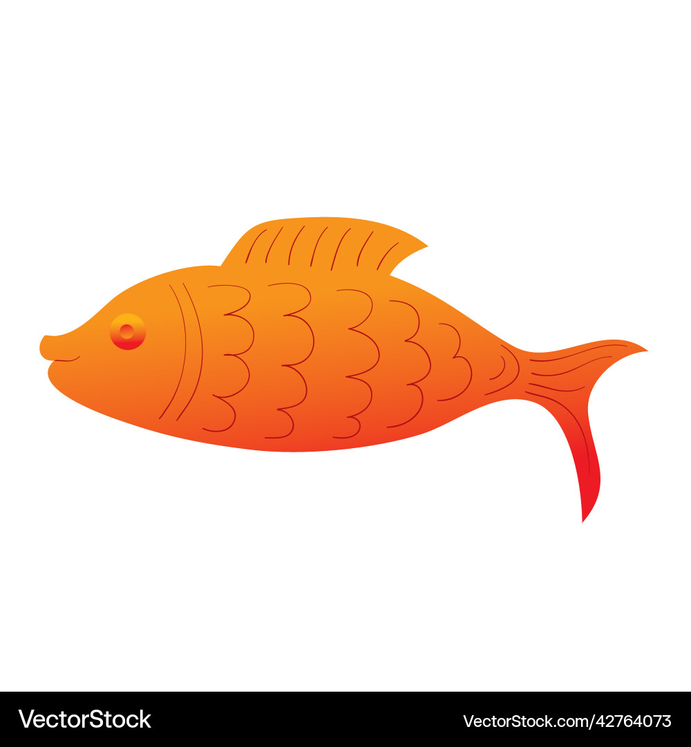Big orange color fish cartoon isolated object Vector Image