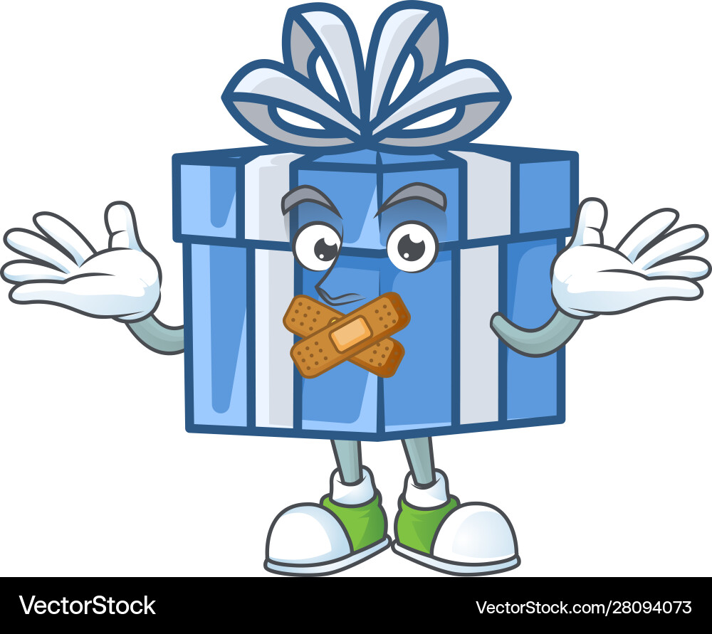 Blue gift box mascot cartoon character style Vector Image