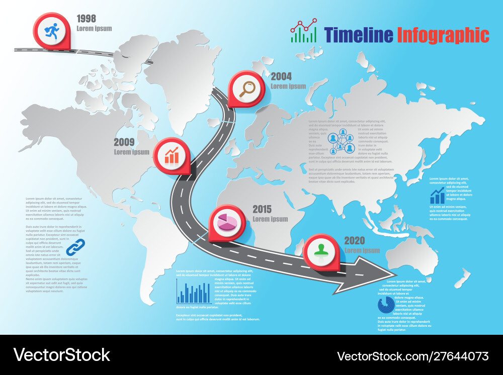 Business world road map timeline infographic Vector Image