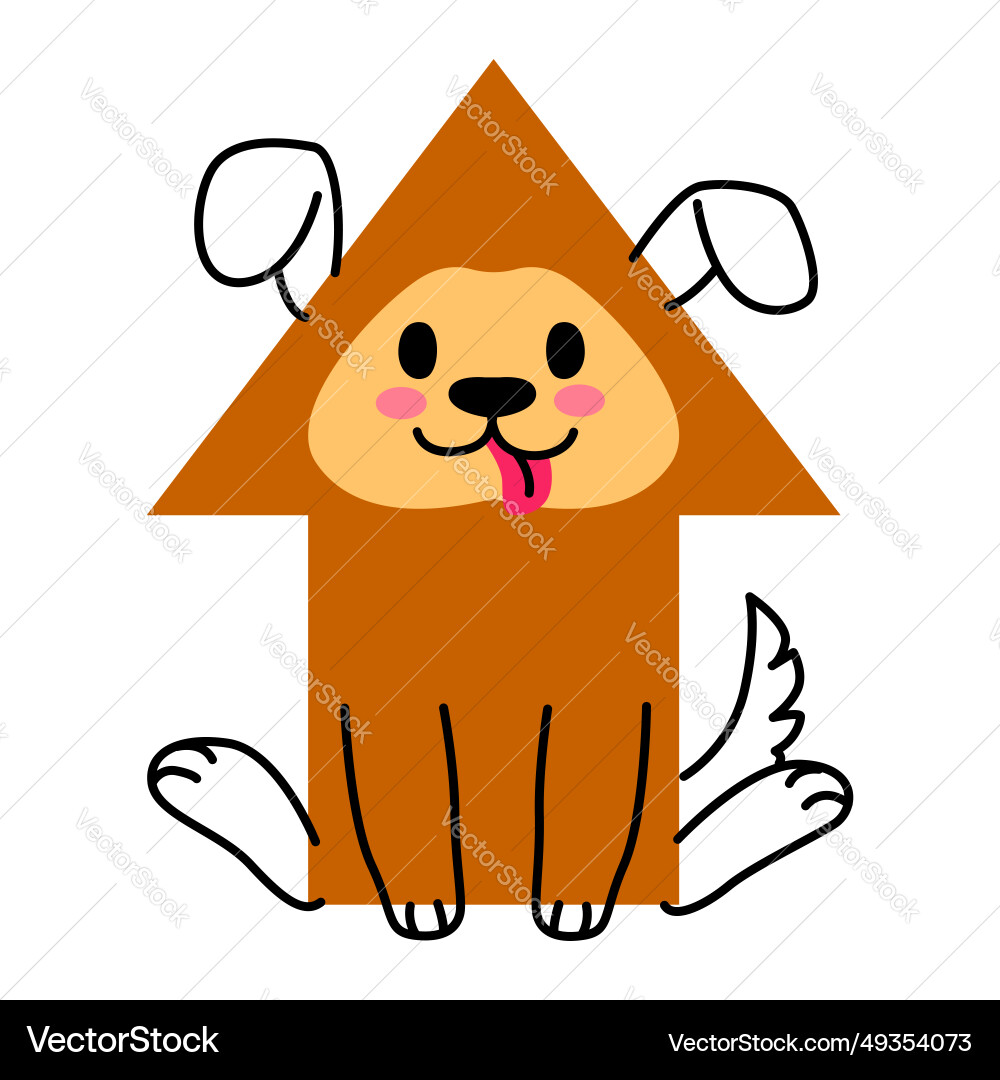 Cartoon dog animal character with math shape Vector Image