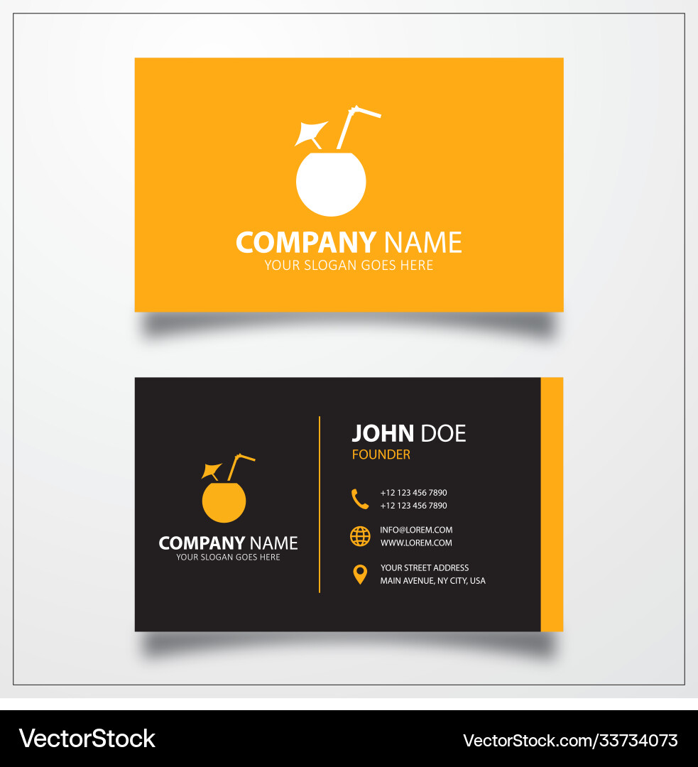 Cocktail icon business card template Royalty Free Vector
