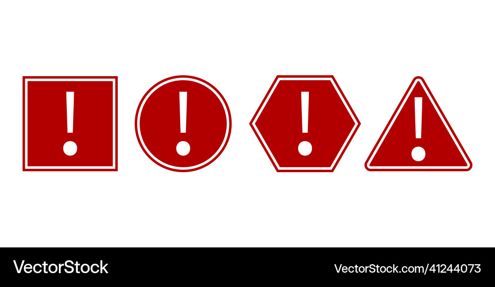 Danger red icons different geometrical figures Vector Image